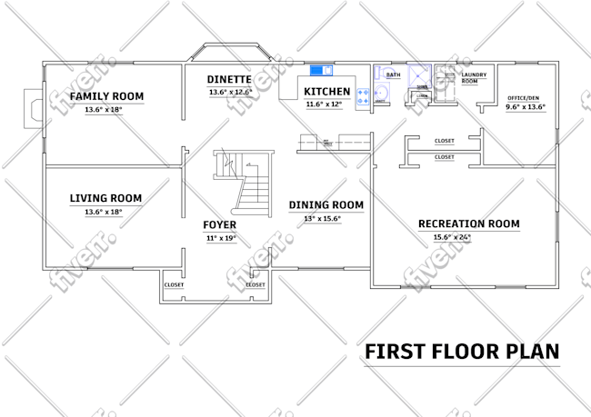 Convert pdf, hand sketch, jpeg image to 2d floor plan auto cad by Zinnurain_rabbi | Fiverr